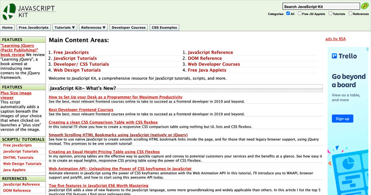 JavaScript Kit- Your comprehensive JavaScript, DHTML, CSS, and Ajax ...